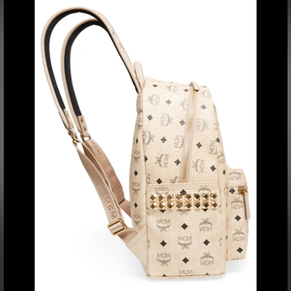 Mcm Medium Stark Side Stud Coated Canvas Backpack - Gem